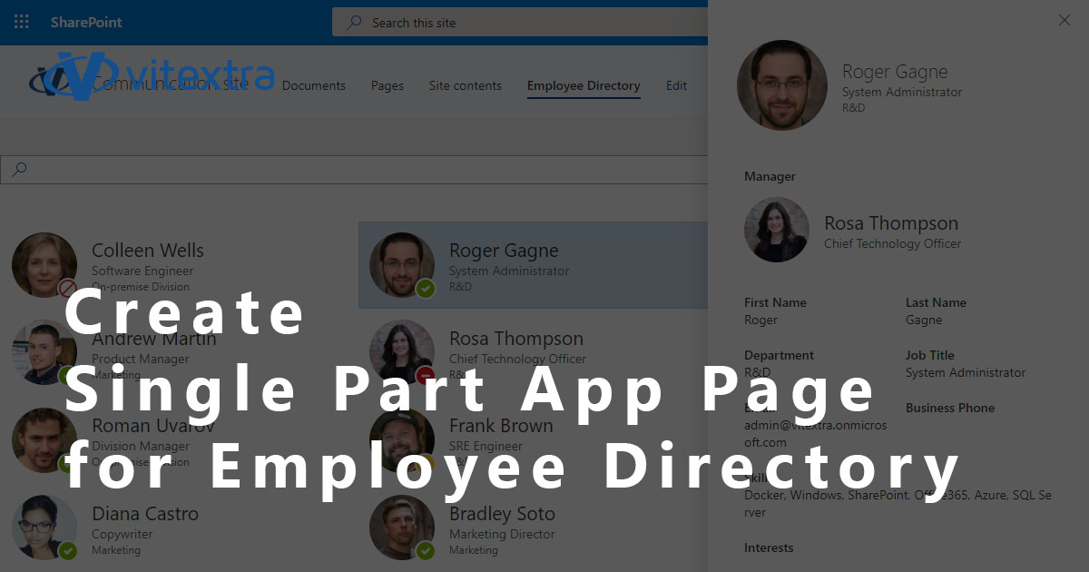 Create Single Part App Page for Employee Directory