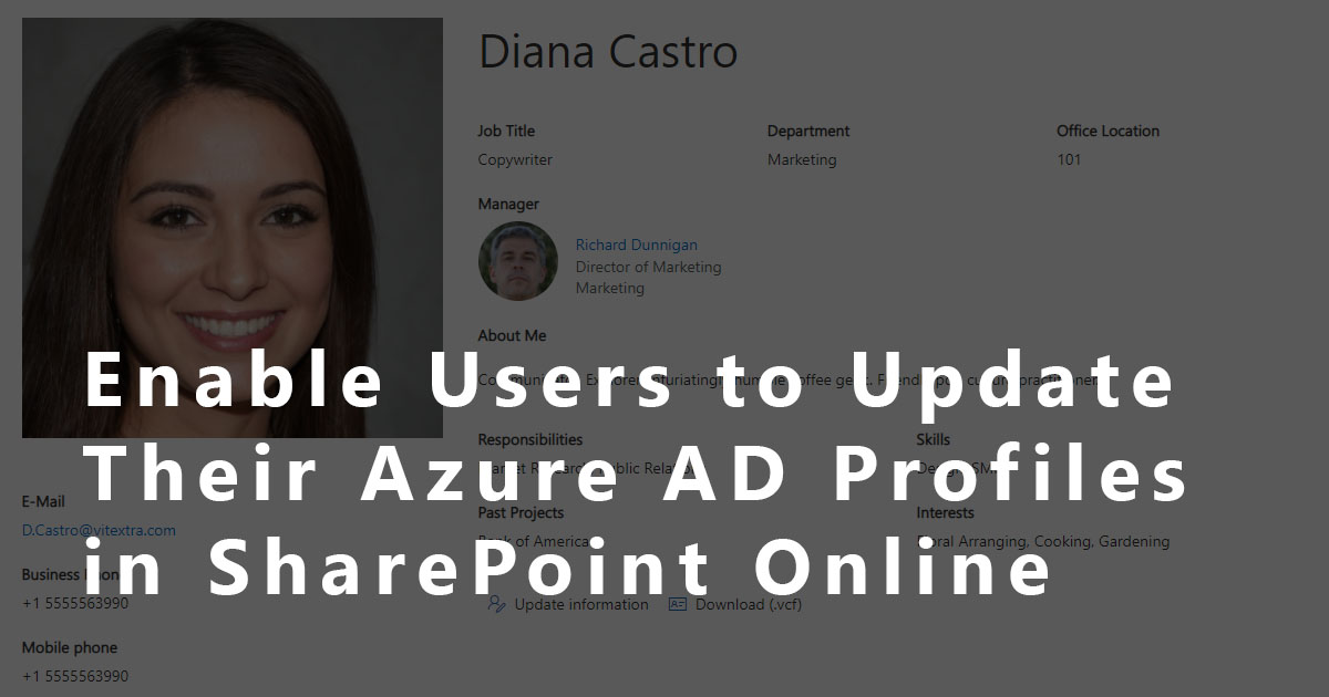 Enable Users to Update their AD Profiles in SharePoint