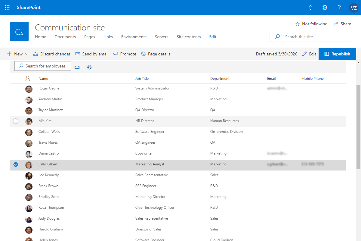 Employee Directory For SharePoint Online Vitextra